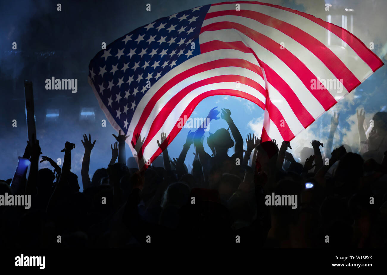 Crowd of people celebrating Independence Day. United States of America ...