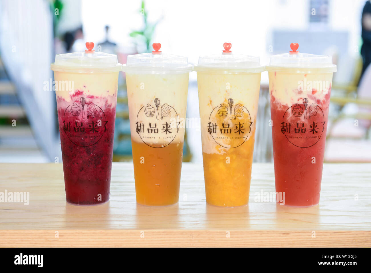 Desserts are here. Cold drink products Stock Photo - Alamy