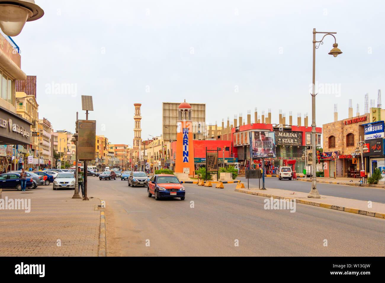 Hurghada, Egypt - April 15, 2019: Touristic center of Hurghada city in ...