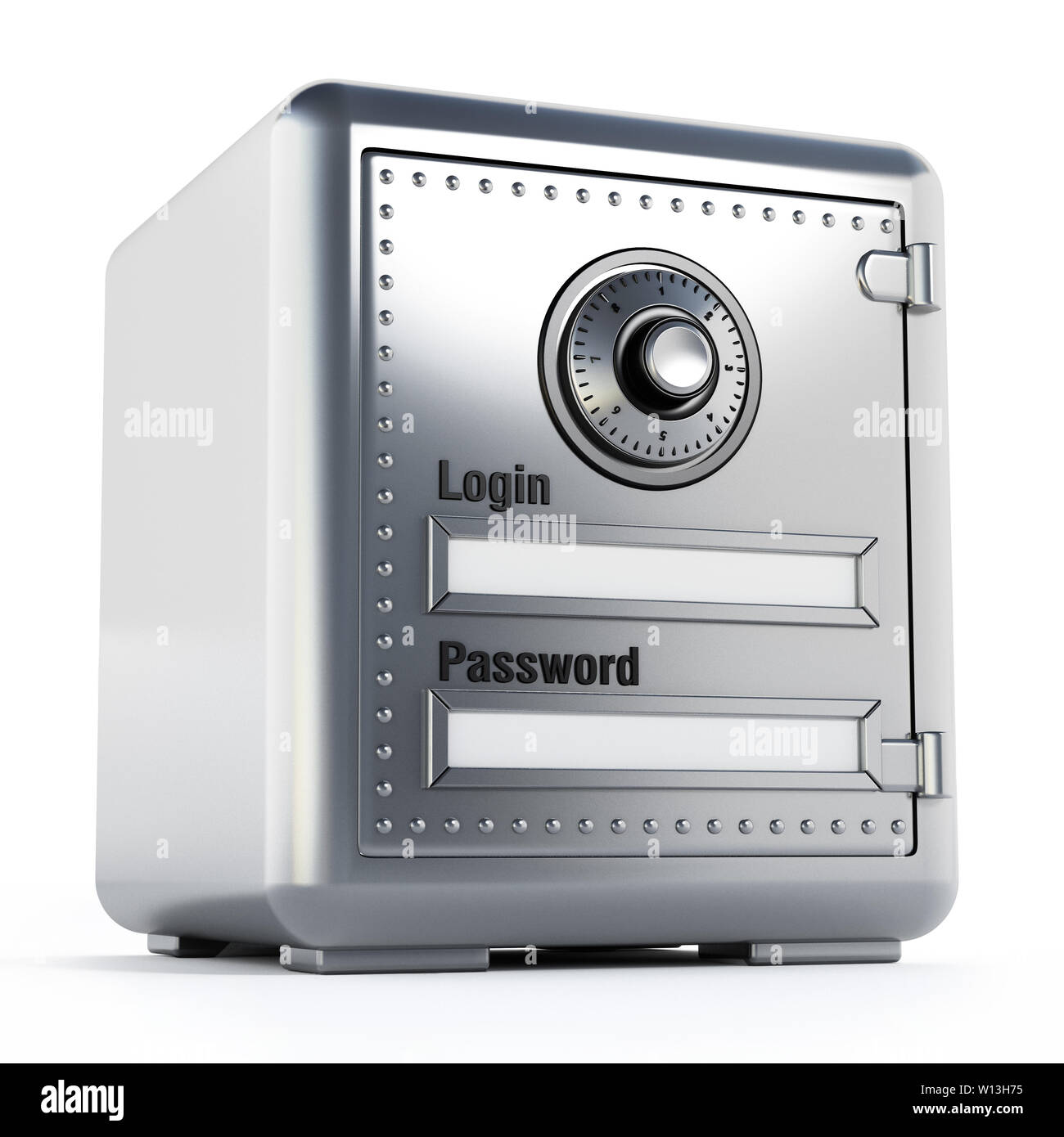 Steel safe with login and password screen. 3D illustration Stock Photo ...