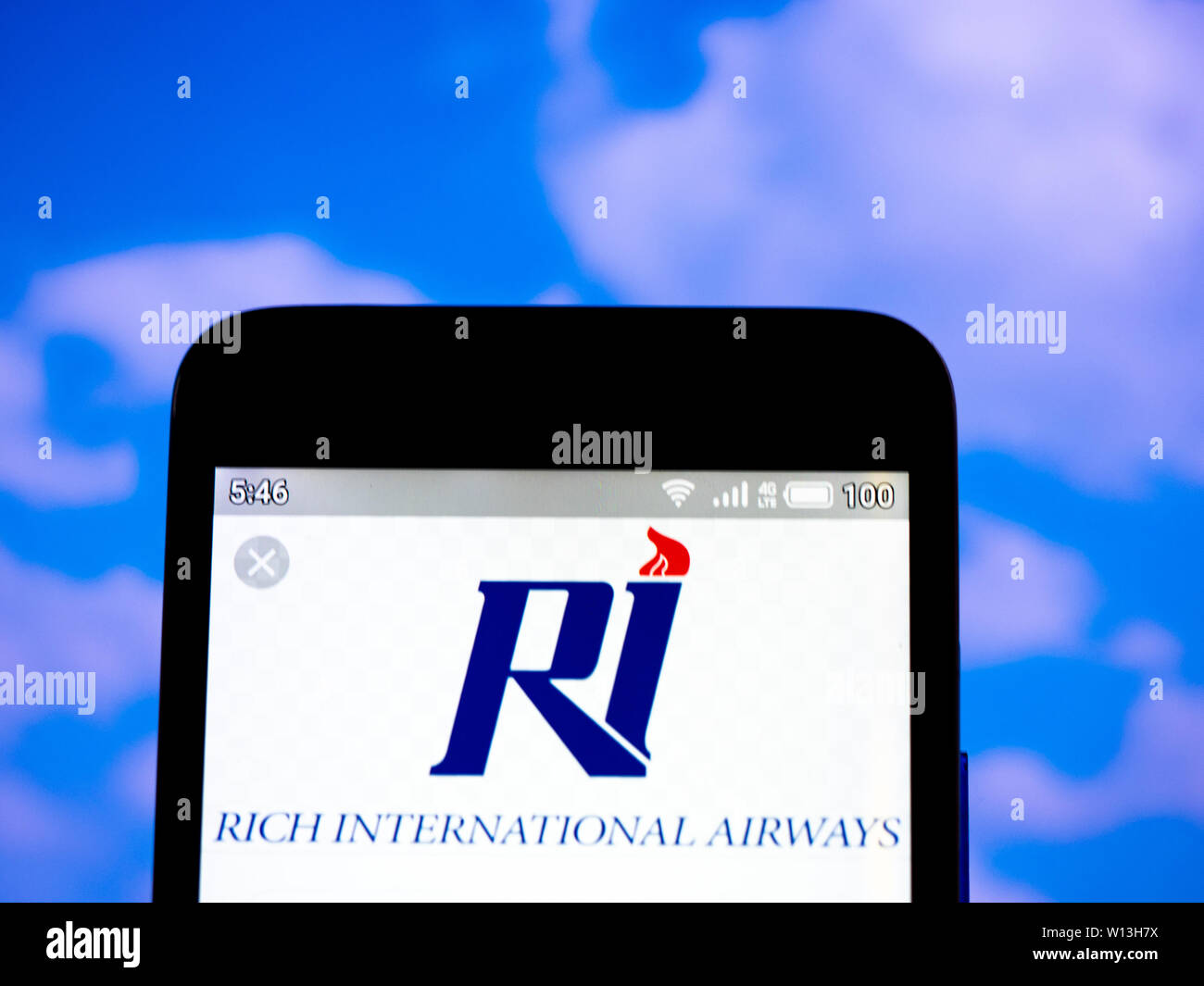 In this photo illustration the Rich International Airways logo is seen ...