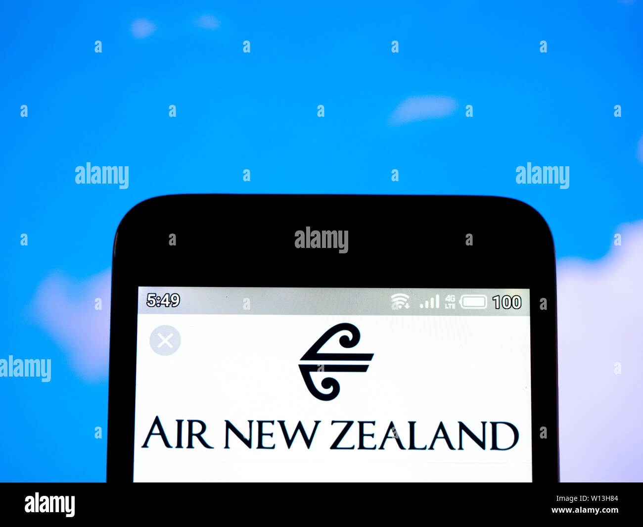 In this photo illustration the Air New Zealand Limited logo is seen ...