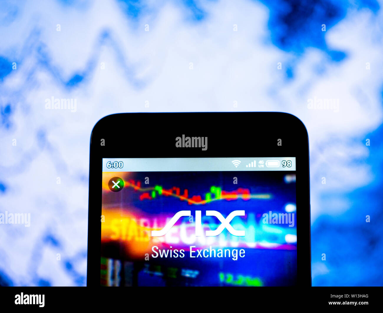 In this photo illustration the SIX Swiss Exchange logo is seen ...