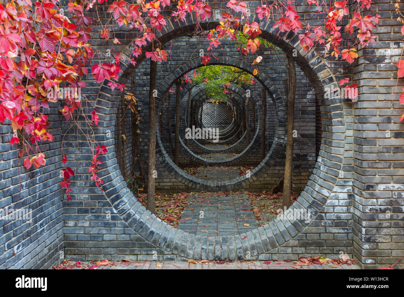 Beijing Red Brick Art Gallery Autumn Color Stock Photo - Alamy