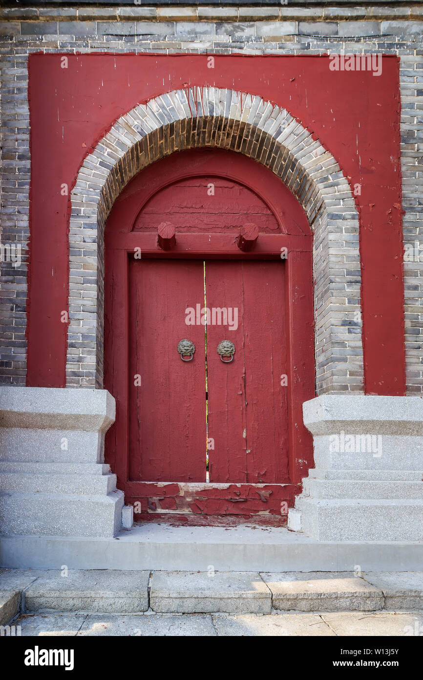 Great Red Gate of Ancient Architecture Stock Photo - Alamy