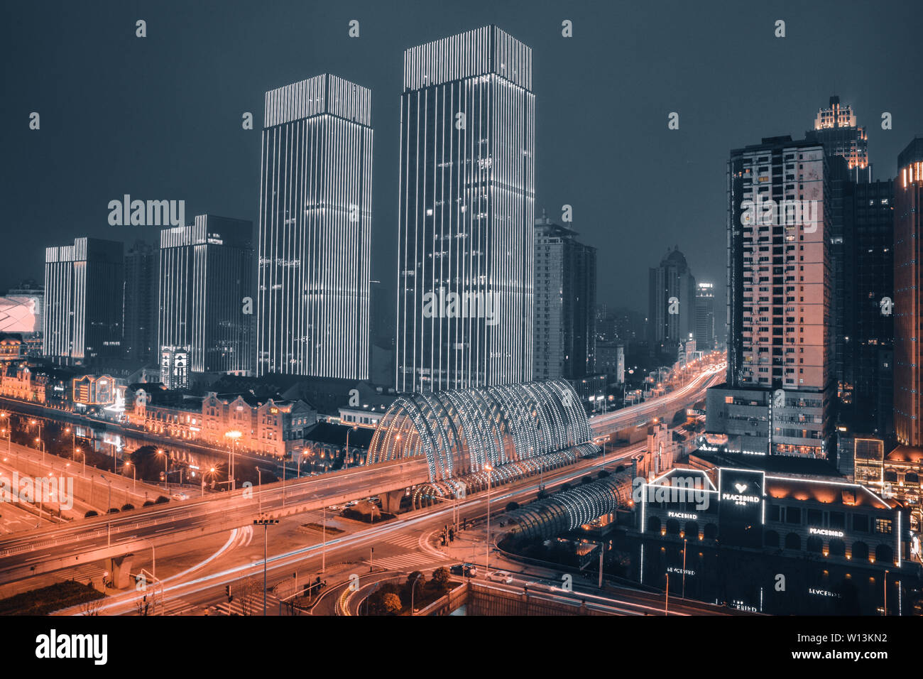 Commercial street design technology road road evening hi-res stock ...