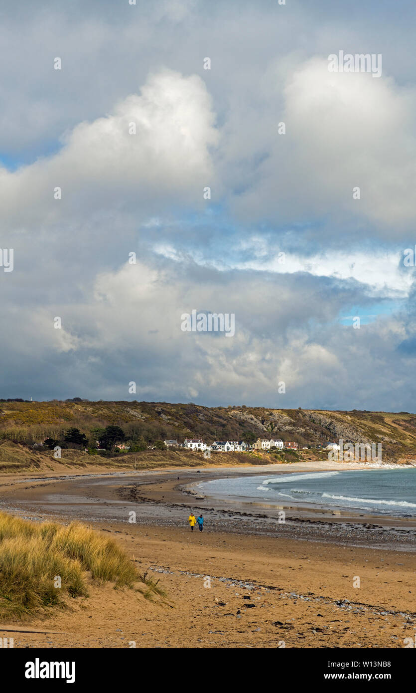 Port Eynon and Horton beaches on the Gower Peninsula AONB, South Wales ...