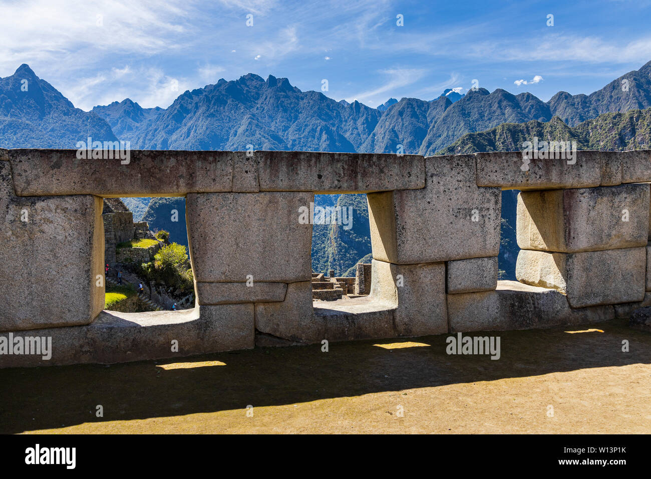 Temple of three windows at Machu Picchu, Urubamba, Cusco region, Peru ...