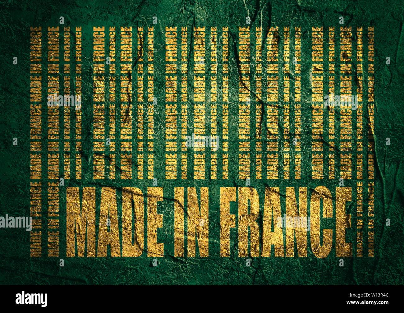 Made in France text and bar code from same words Stock Photo - Alamy
