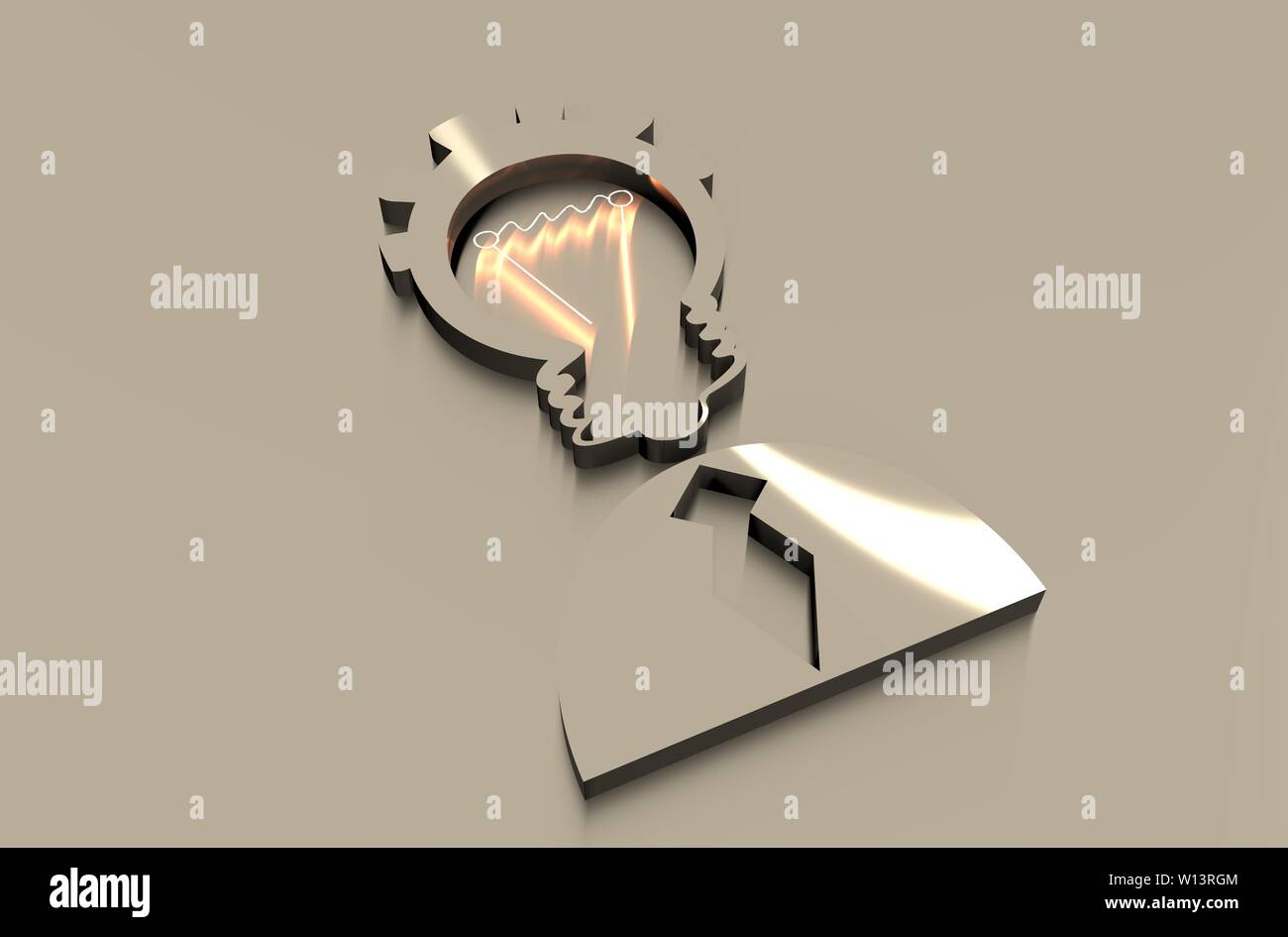 lamp head businessman 3d icon Stock Photo - Alamy
