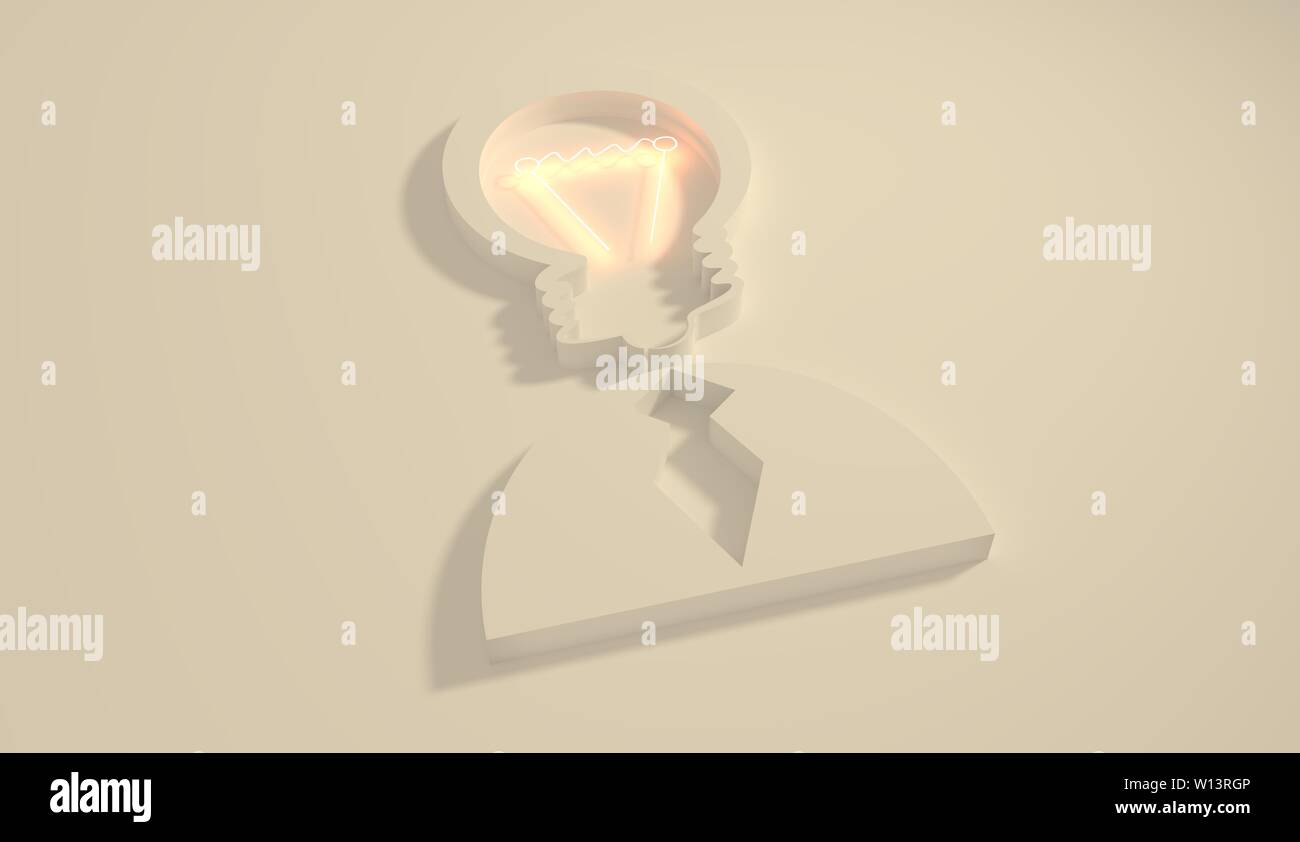 lamp head businessman 3d icon Stock Photo - Alamy