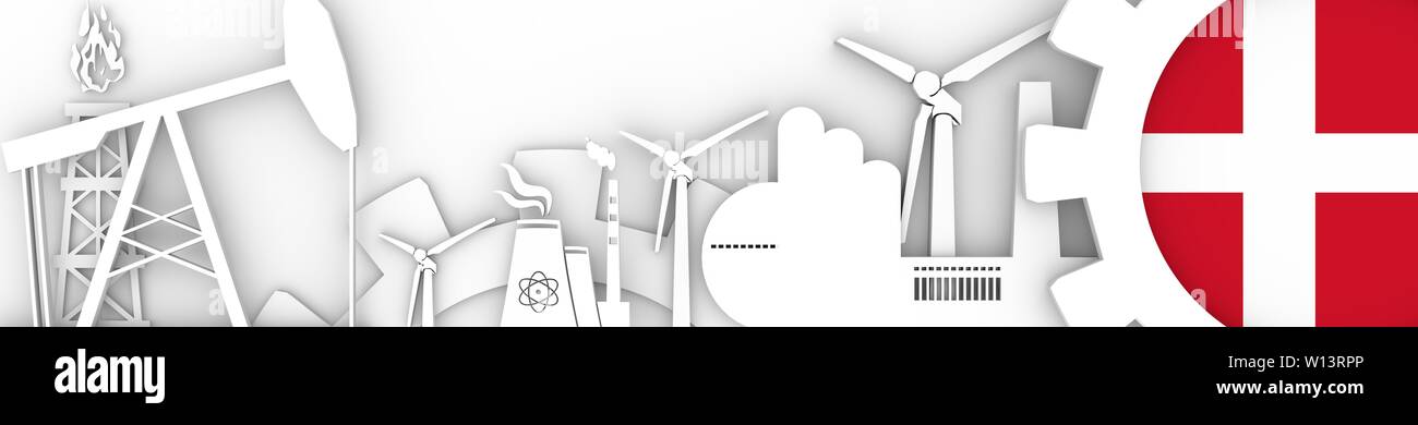 Energy and Power icons set. Header banner with Denmark flag Stock Photo ...