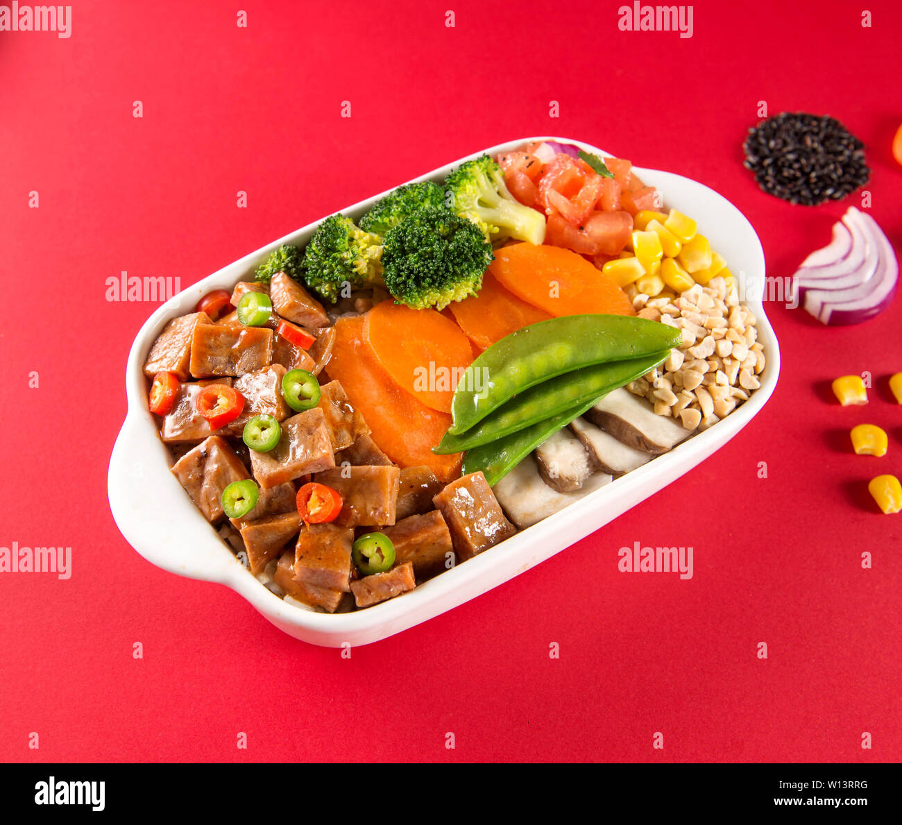 Rattan pepper steak salad package Stock Photo - Alamy