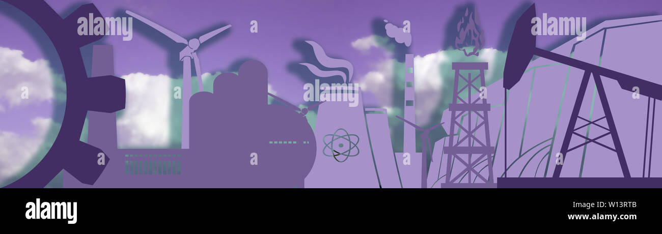 Energy and Power icons set. Header banner by industrial theme Stock ...