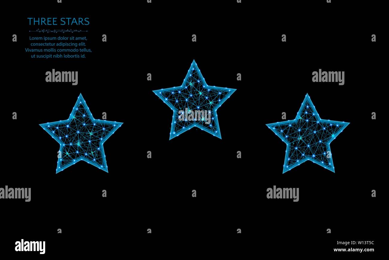 Three stars low poly design, Rating sign in polygonal style, favorite ...
