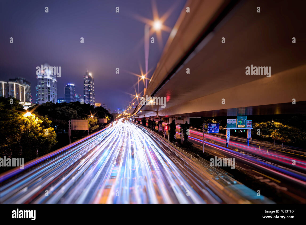 Shanghai viaduct light rail Stock Photo - Alamy