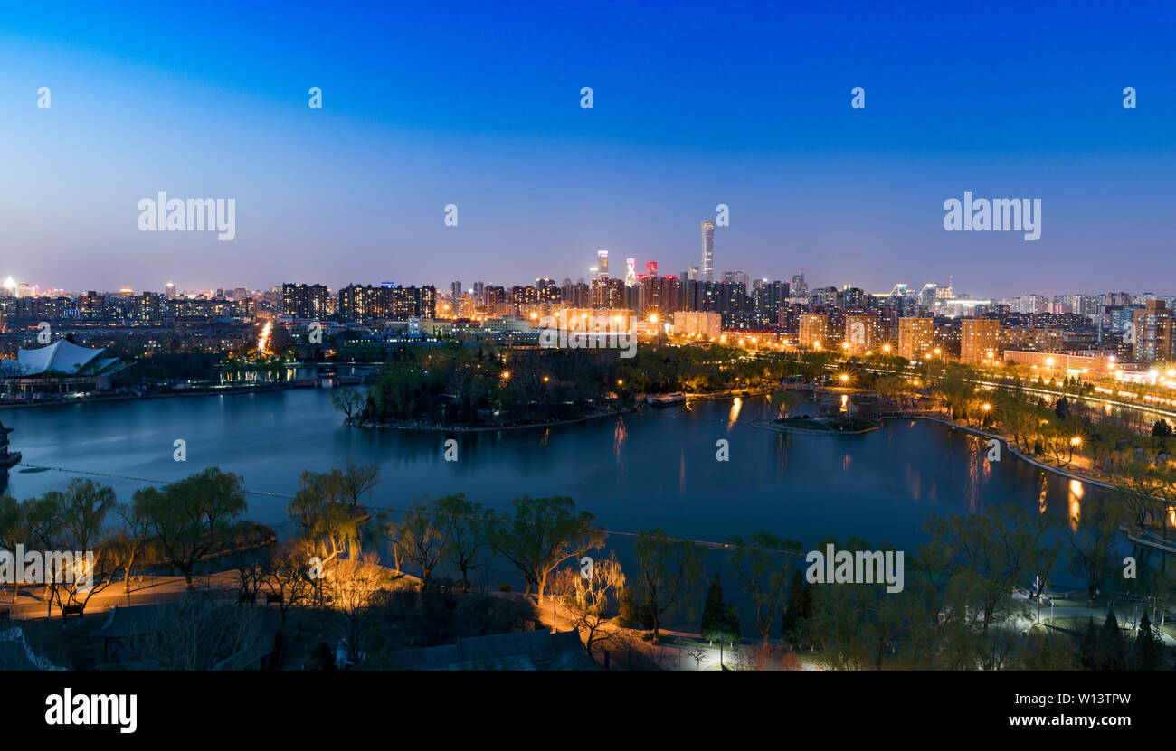 Night view of Longtan Lake Park, Beijing, China Stock Photo - Alamy