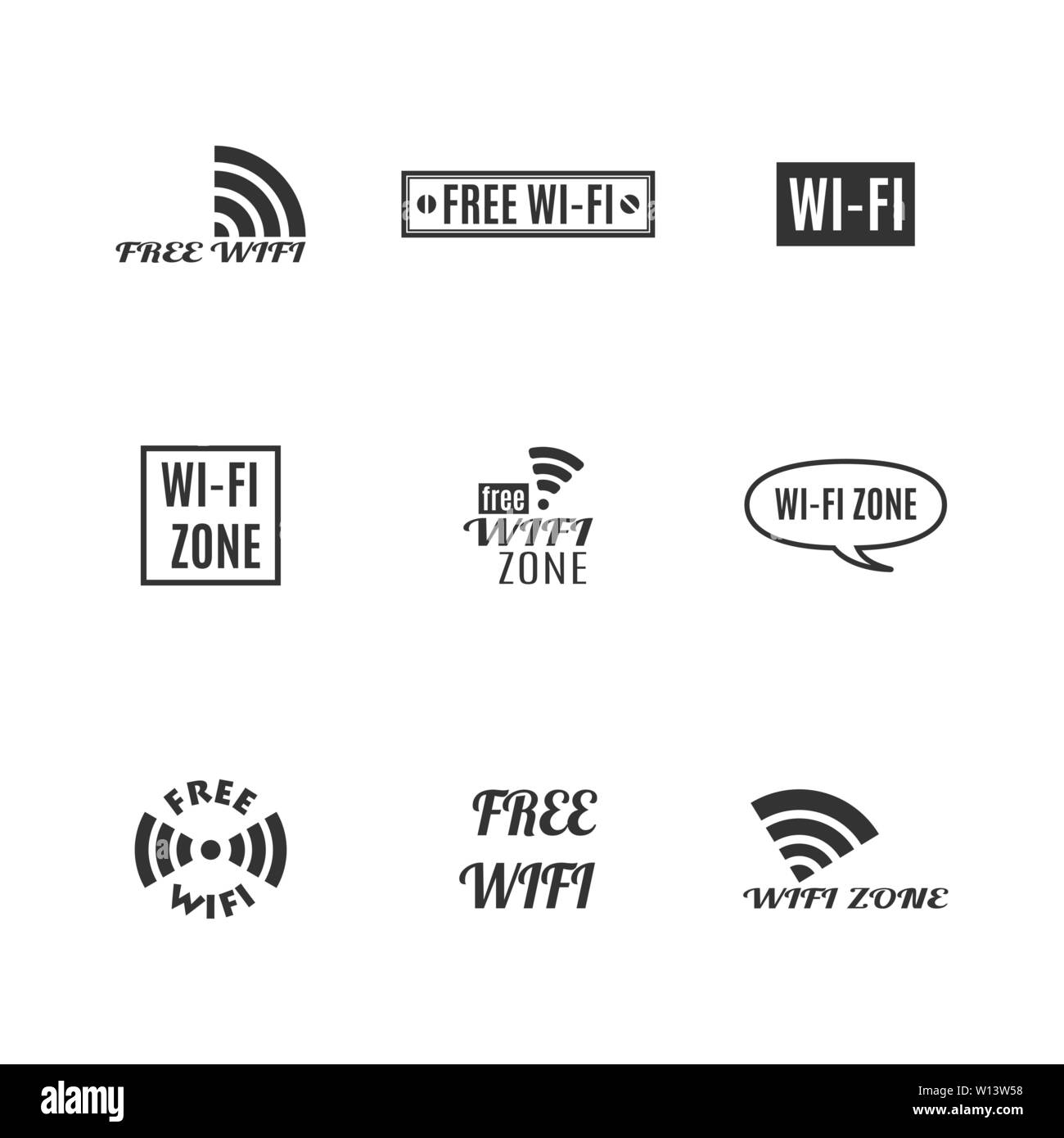 Set of various wireless icons isolated on a white background. Flat ...