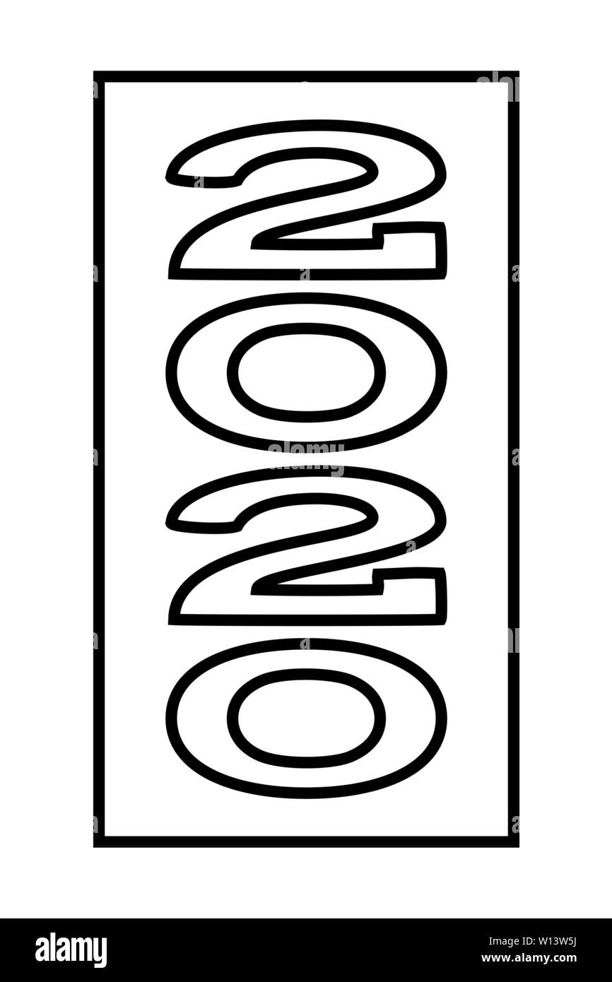 Line art vertical wide 2020 new year number symbol Stock Vector Image ...