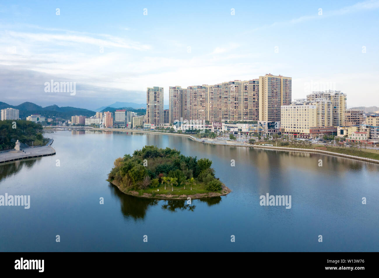 Aerial view of the corner of Longxian Town, Wengyuan County, Shaoguan ...
