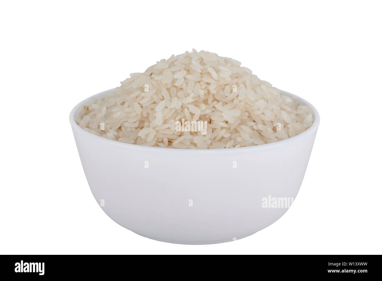 Rice in white bowl isolated on white background Stock Photo - Alamy
