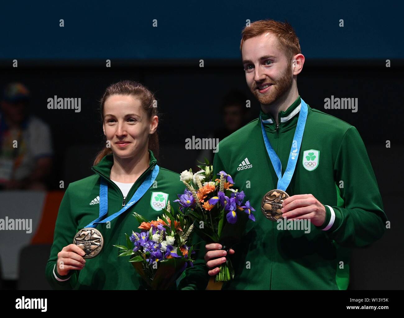 Minsk. Belarus. 30 June 2019. Samuel Magee and Chloe Magee (IRL) with ...