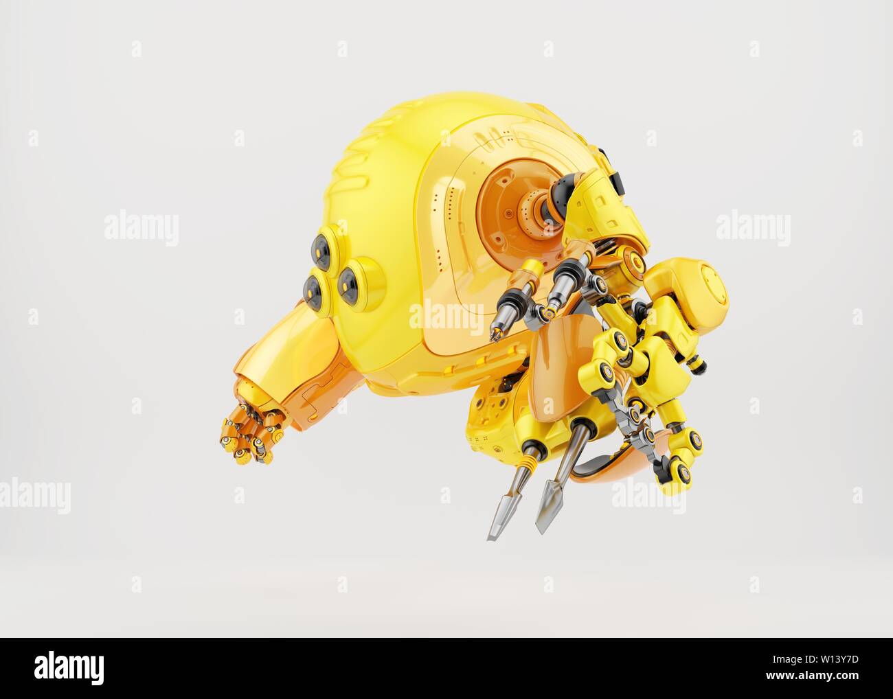 Yellow slogger robot holding screwdriver 3d rendering Stock Photo - Alamy