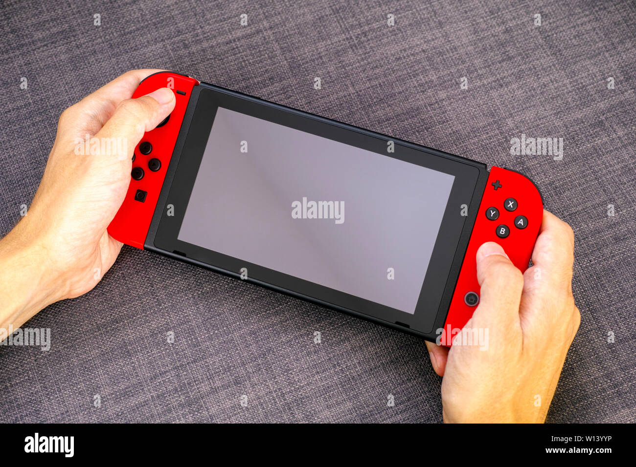 Tambov, Russian Federation - June 22, 2019 Person hands holding ...