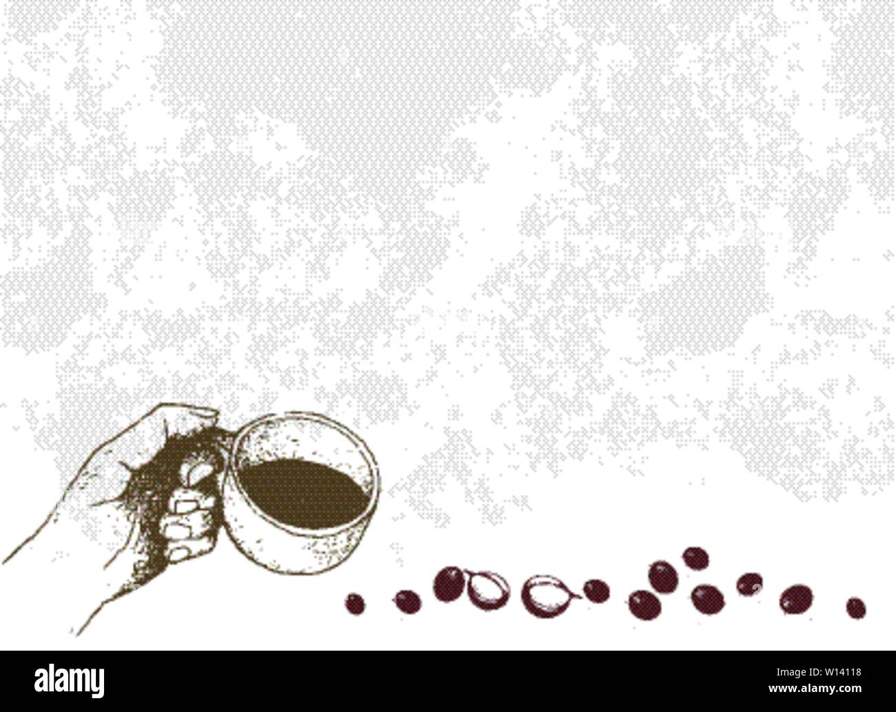 Coffee Time, Illustration Hand Drawn Sketch of Hand Holding A Cup of ...