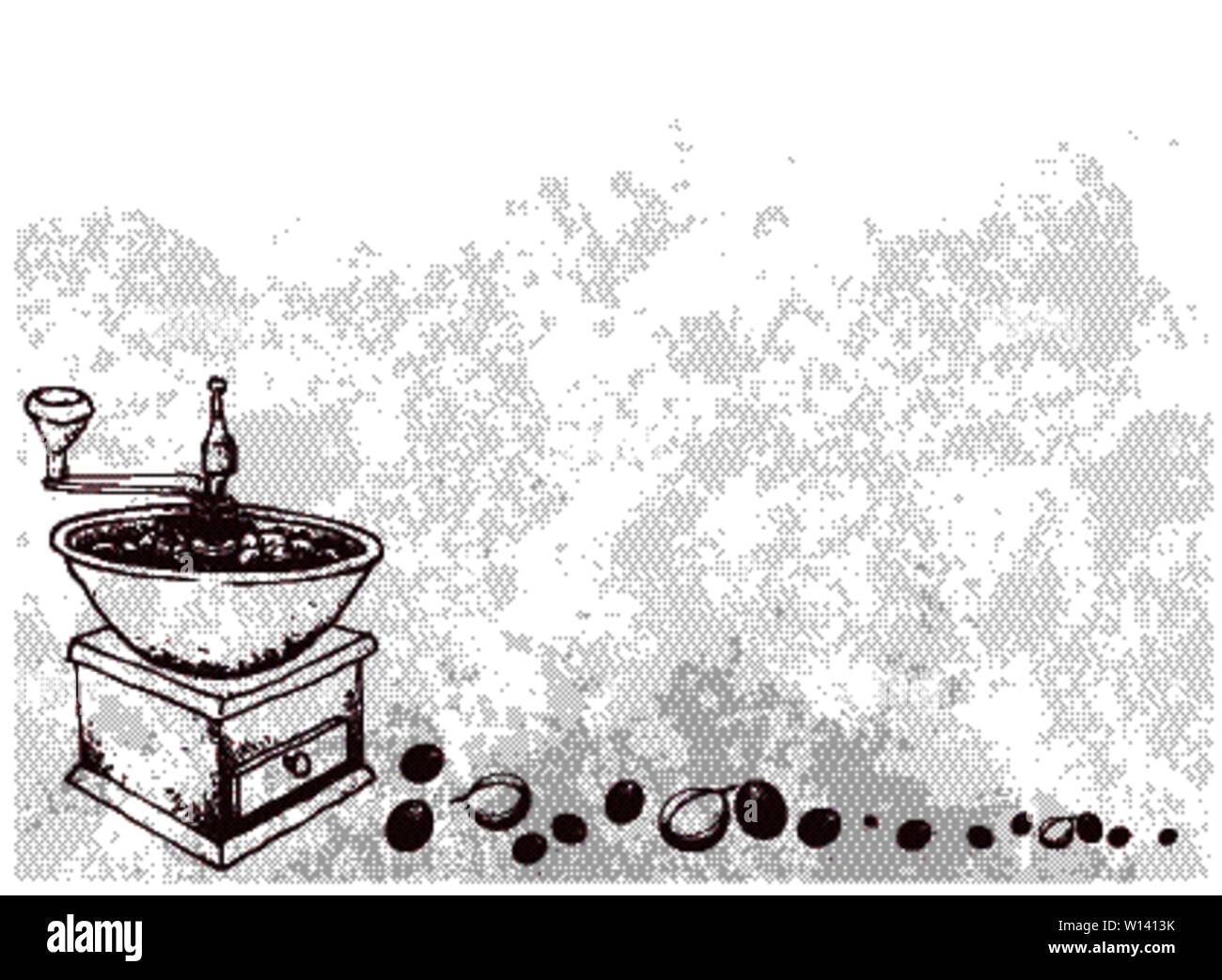 Illustration Hand Drawn Sketch of Roasted Coffee Beans with Traditional ...