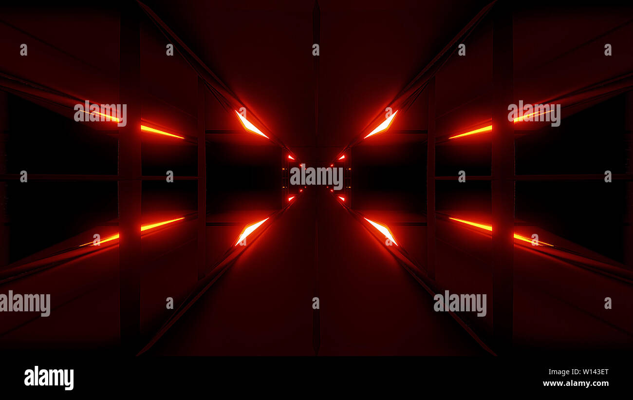 futuristic scifi dark tunnel background with glowing lights 3d render Stock Photo - Alamy