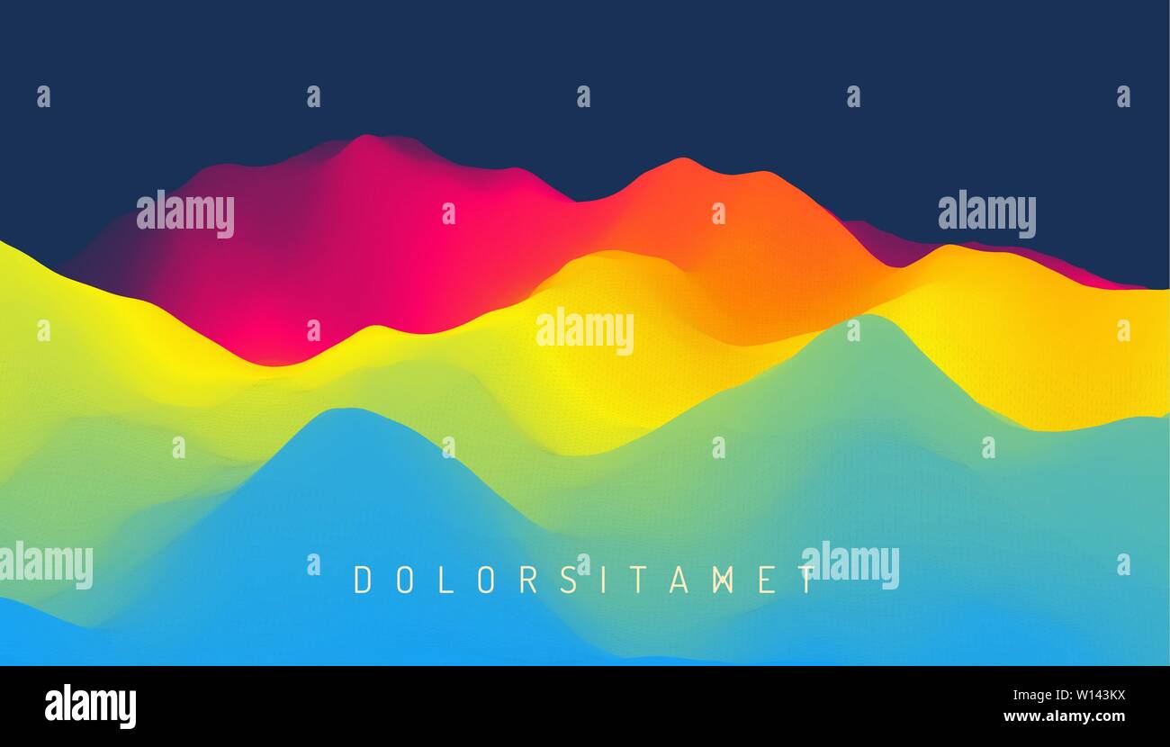 Mountain landscape. Mountainous terrain. Vector illustration. Abstract ...