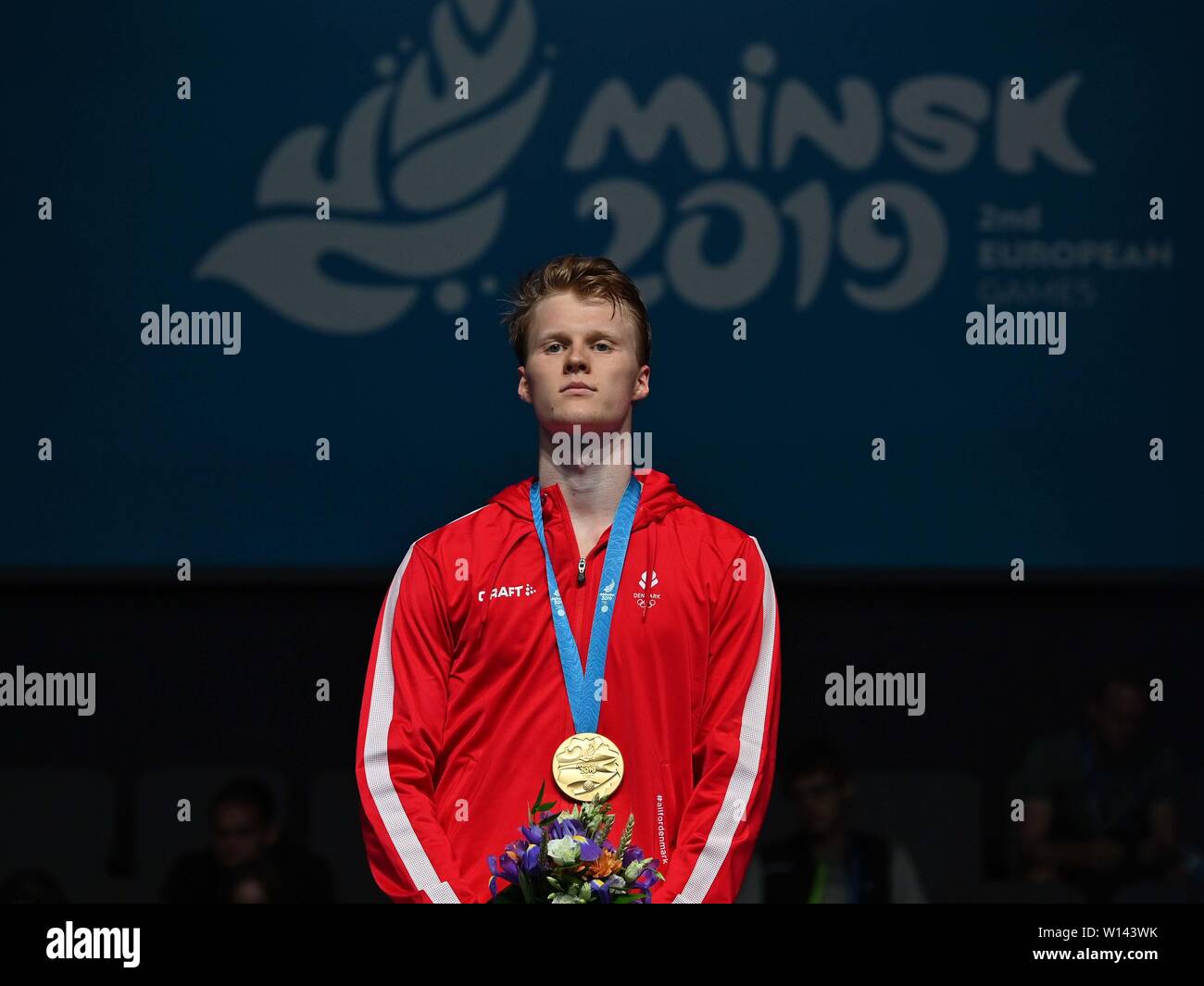 Minsk. Belarus. 30 June 2019. Gold medalist Anders Antonsen (DEN) in ...