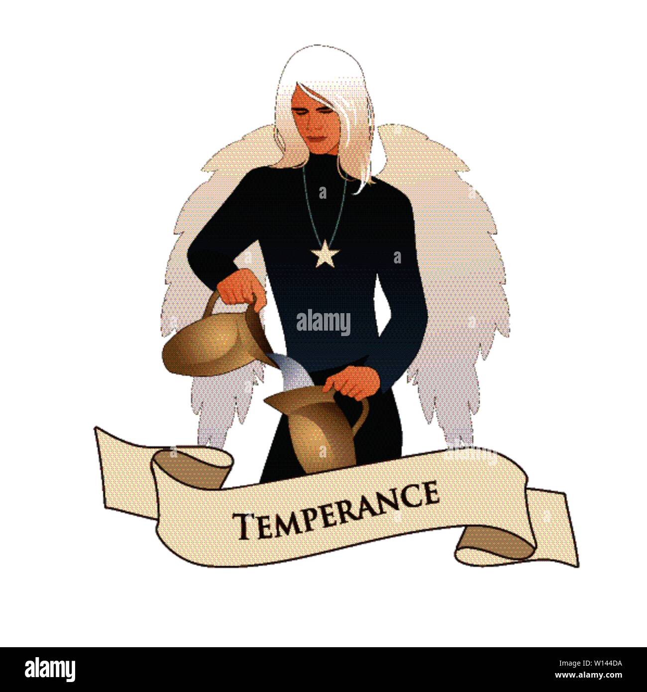 Major Arcana Emblem Tarot Card. Temperance. Angel with appearance and ...