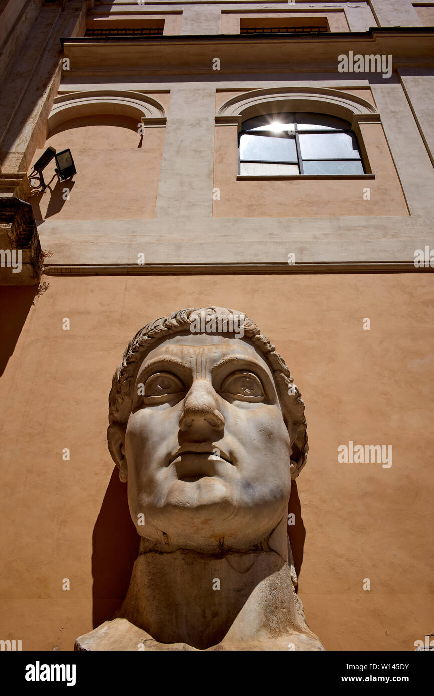 Fragments of a colossal staue of the Emperor Constantine on display at ...