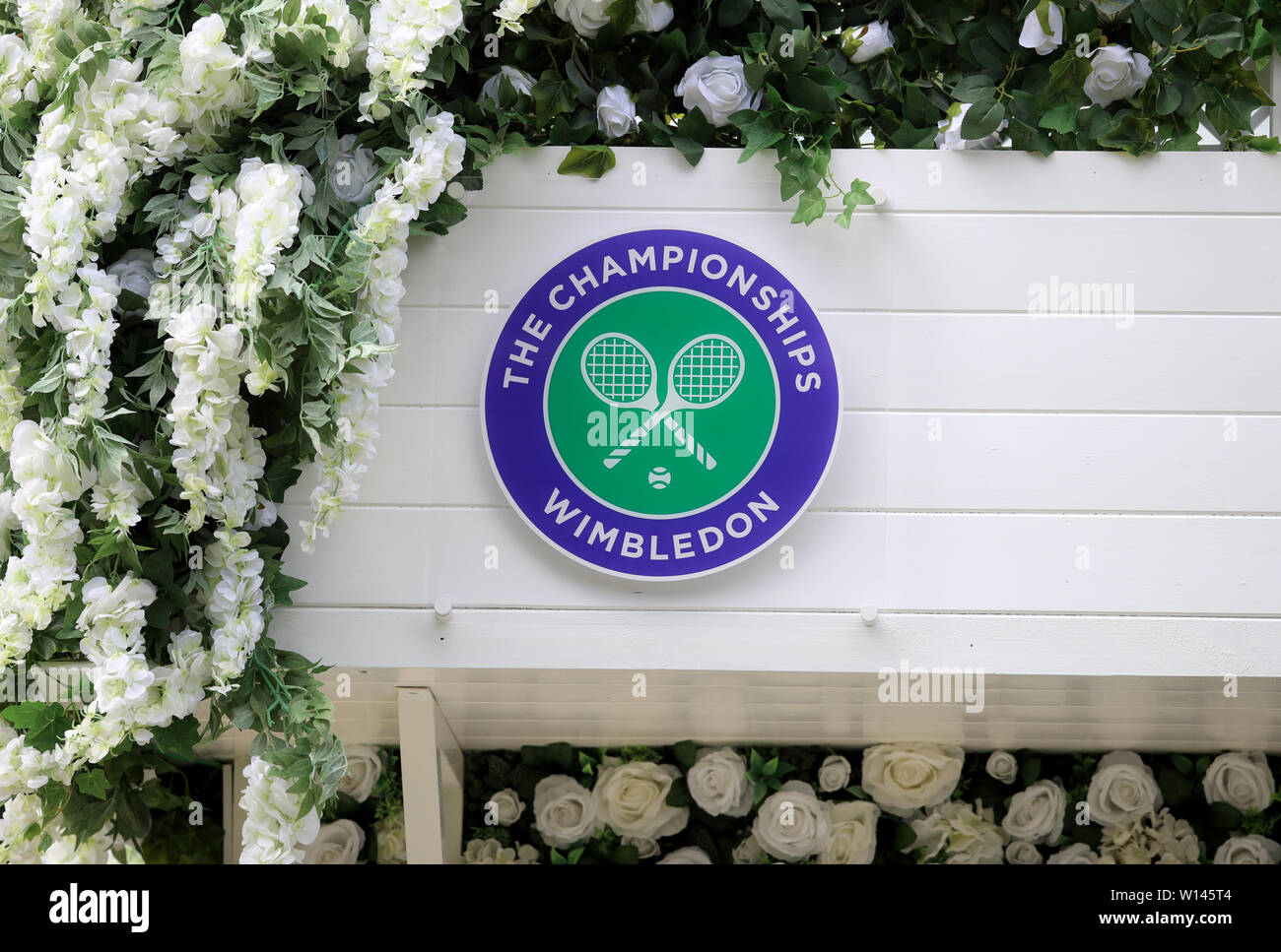 Floral decoration at Wimbledon during a preview day at the All England ...