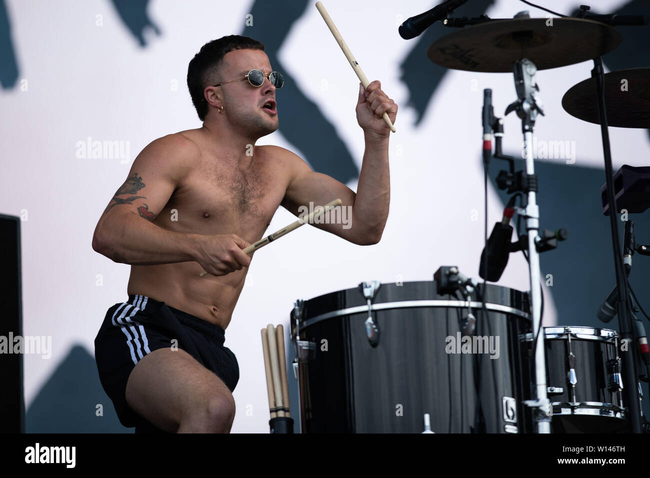 Isaac Holman of Slaves performing on the fifth day of the Glastonbury ...