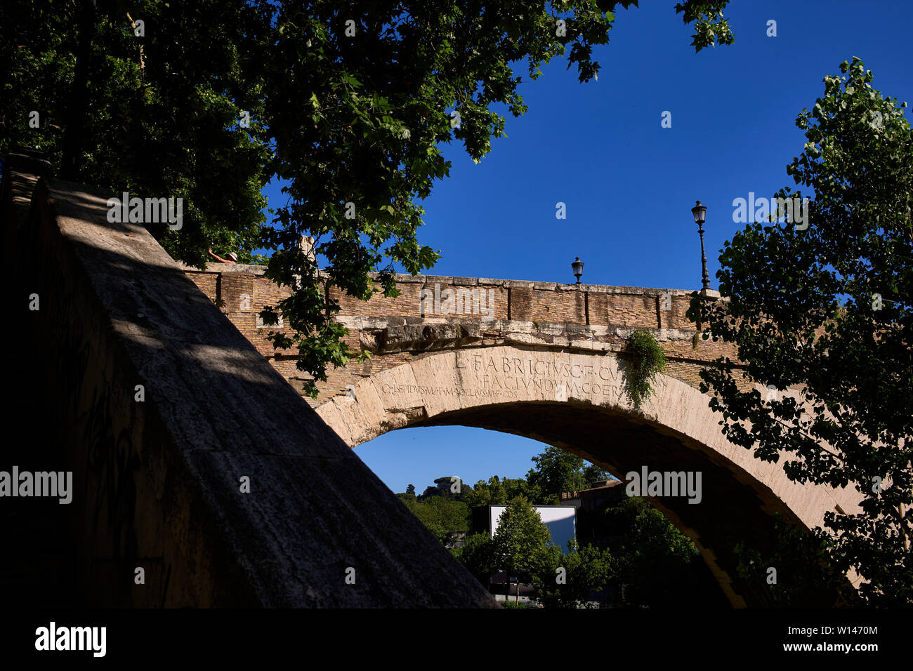 Bridge of Fabricius over the Tiber in Rome, the oldest roman bridge ...