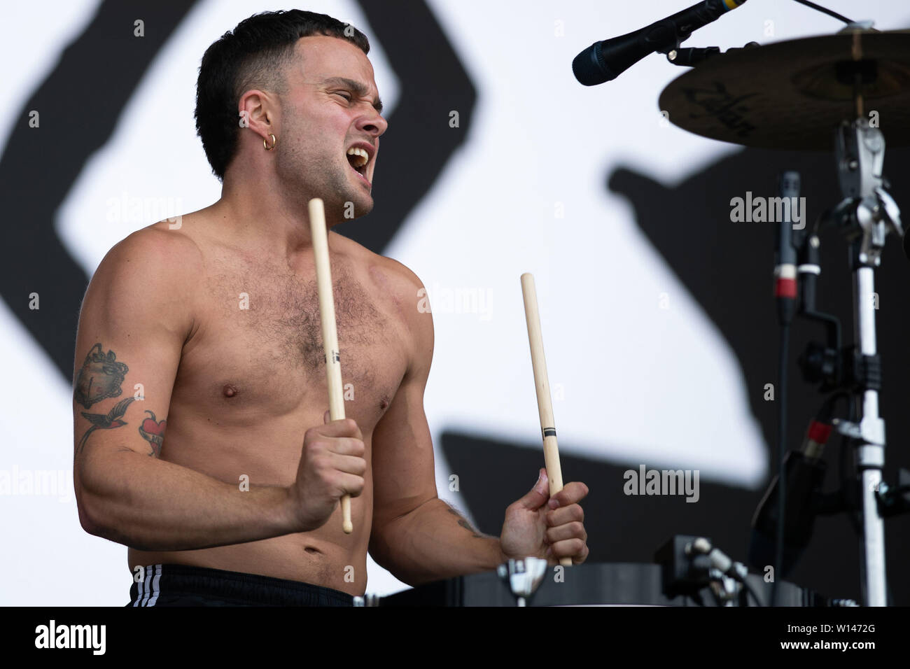 Isaac Holman of Slaves performs on The Other Stage, at Glastonbury ...