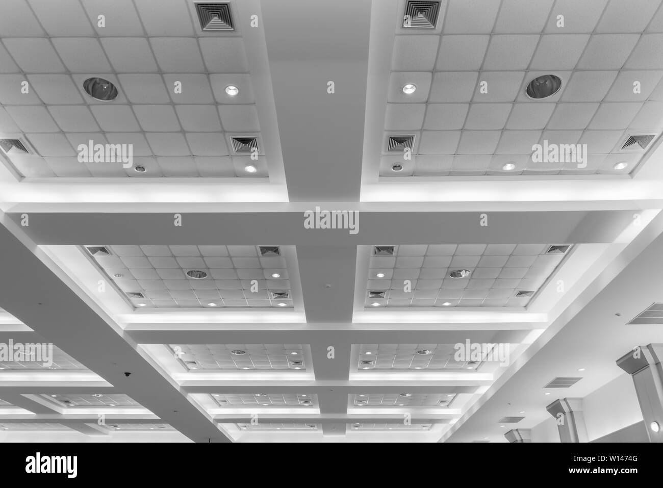 ceiling of business interior office building and light neon. style ...
