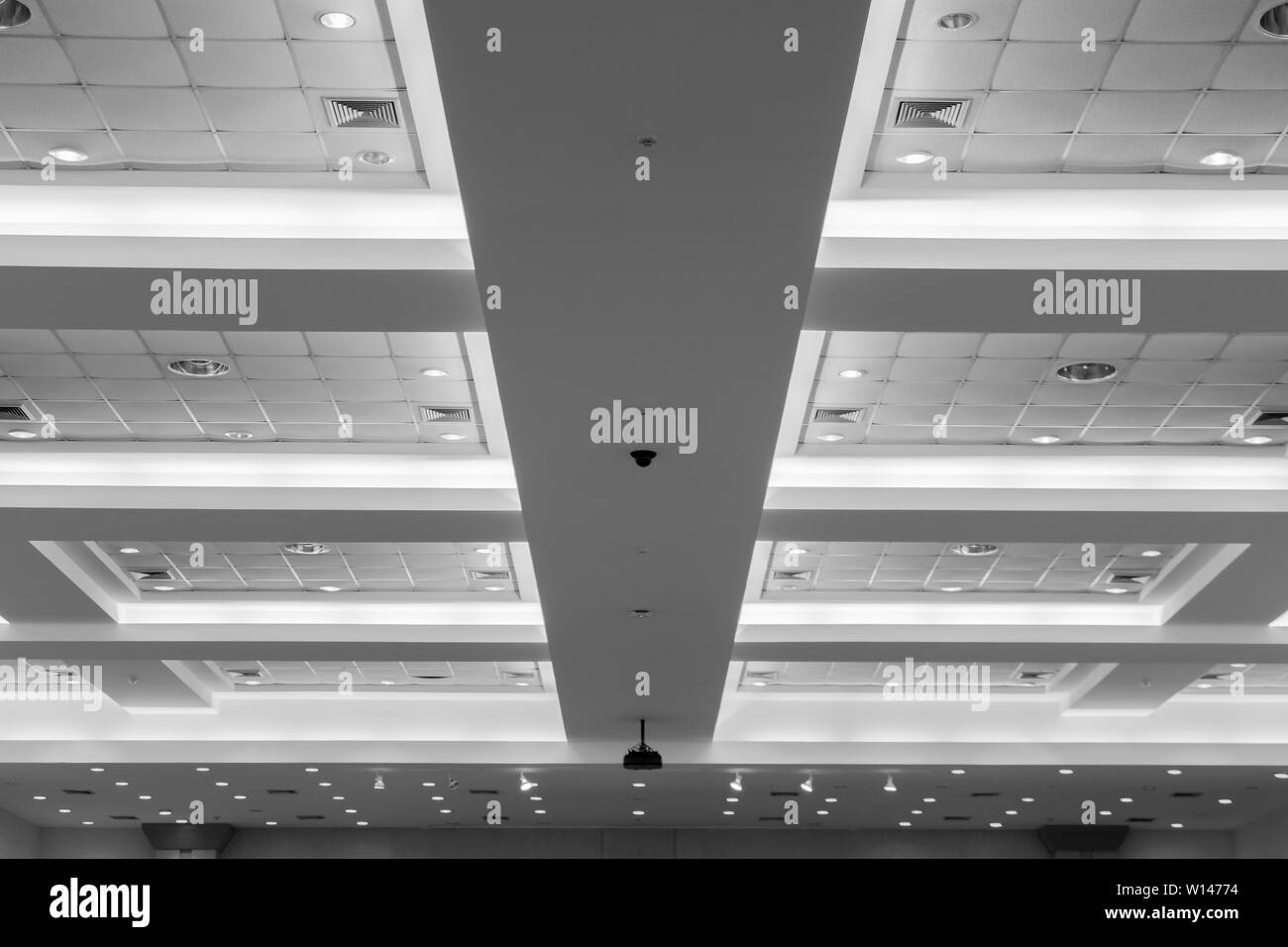 ceiling of business interior office building and light neon. style ...