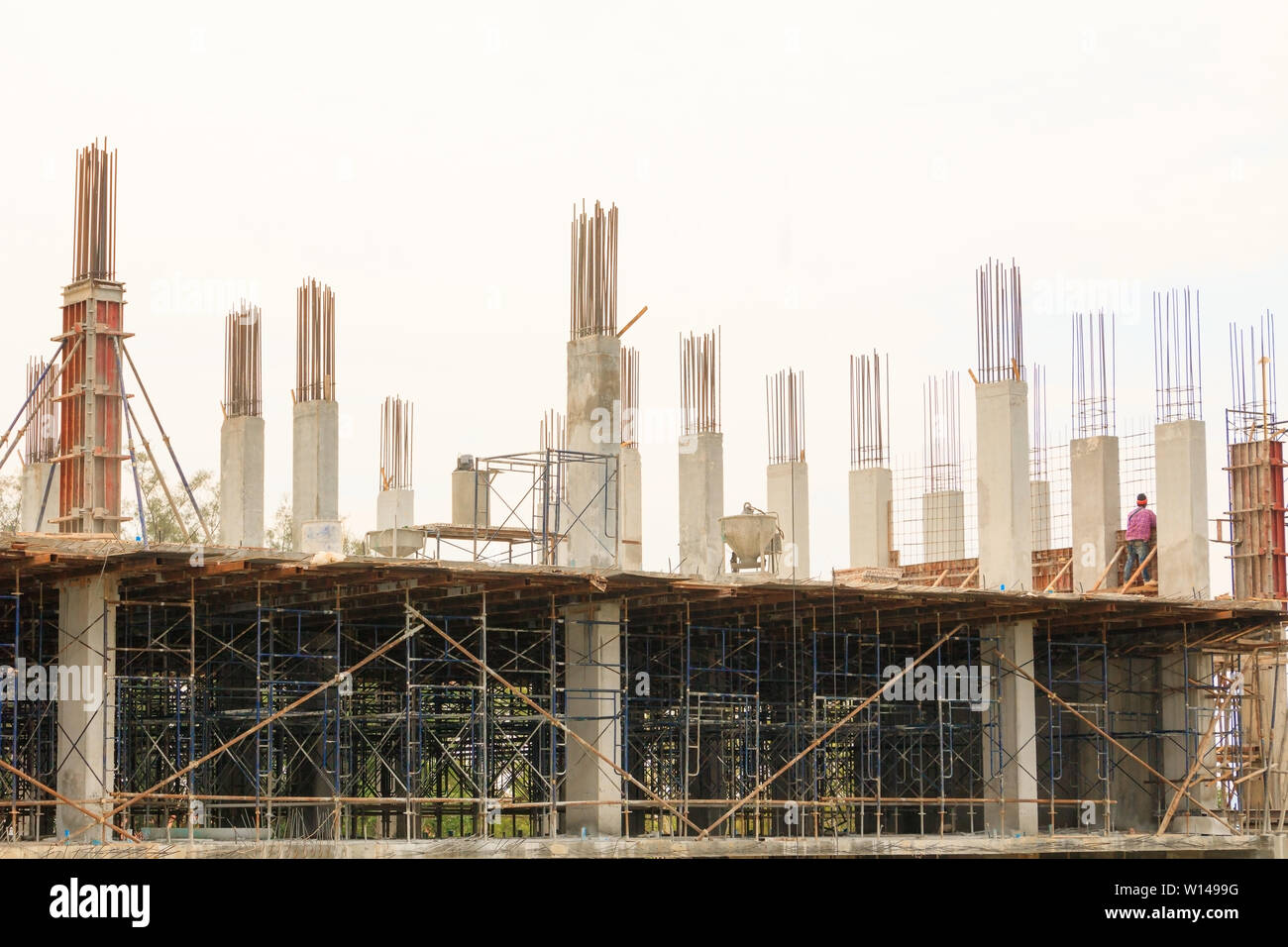 construction work in building site workplace with copy space add text ...