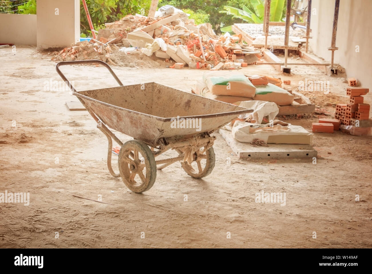trolley in building structure interior Construction site development ...