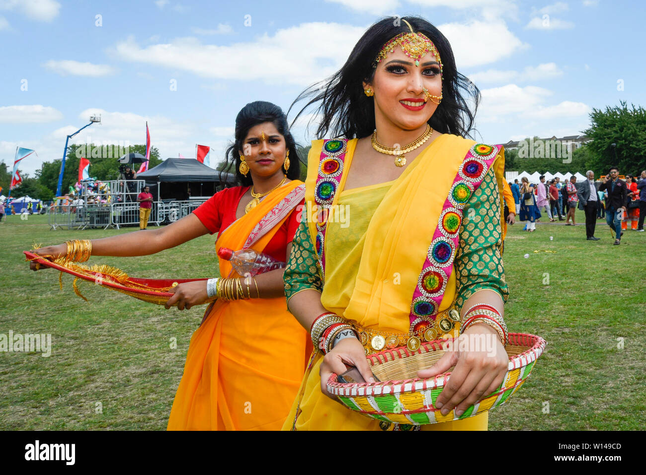 London, UK. 30 June 2019. Women take part in Boishakhi Mela, a festival ...