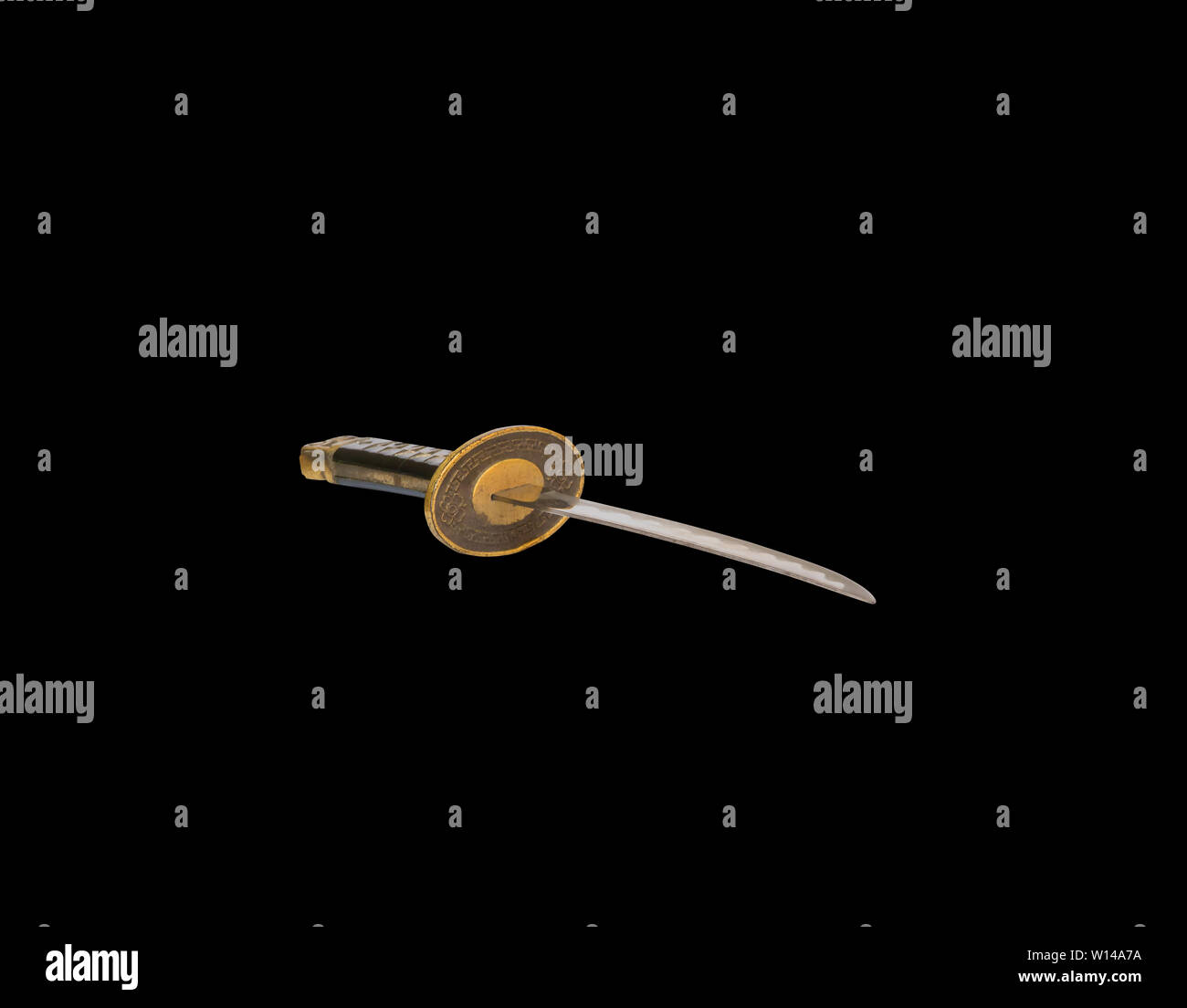 sword steel blade samurai ancient isolated on black background and ...