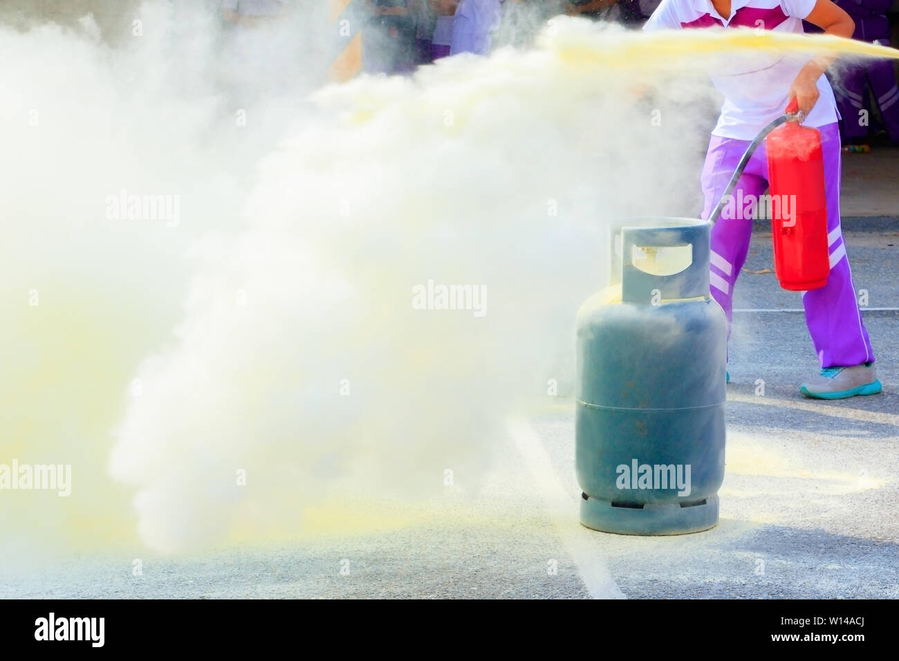 fire fighter Gas tank during a learning training exercise select focus ...