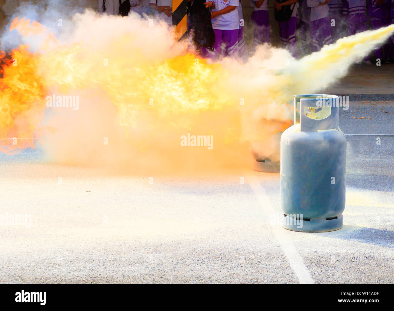 fire fighter Gas tank during a learning training exercise select focus ...