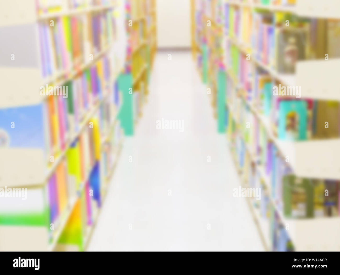 blurry library bookshelves background. in school education learning ...