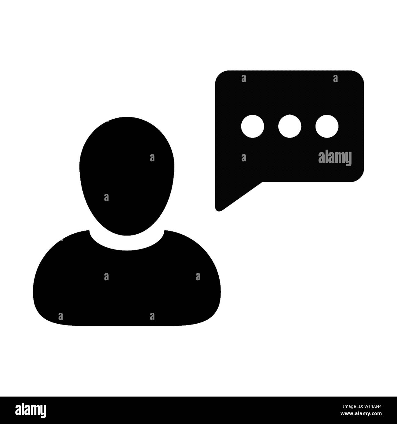 Chat bubble icon vector male person profile avatar with speech symbol ...