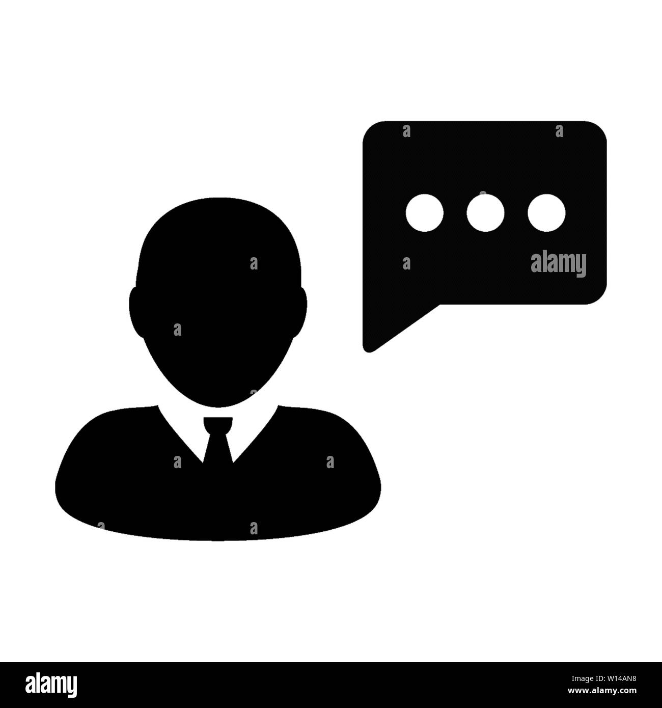Interview icon vector male person profile avatar with speech bubble ...